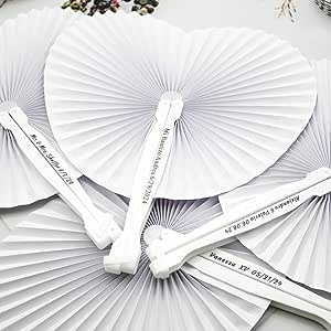 Amazon.com: Personalized Heart Shaped Folding Fans, White Paper Fans ...