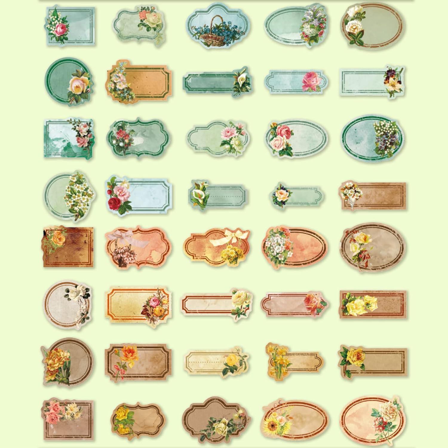 Vintage Flower Stickers Set (6 Packs,360 Sheets) Flower Floral Lable ...