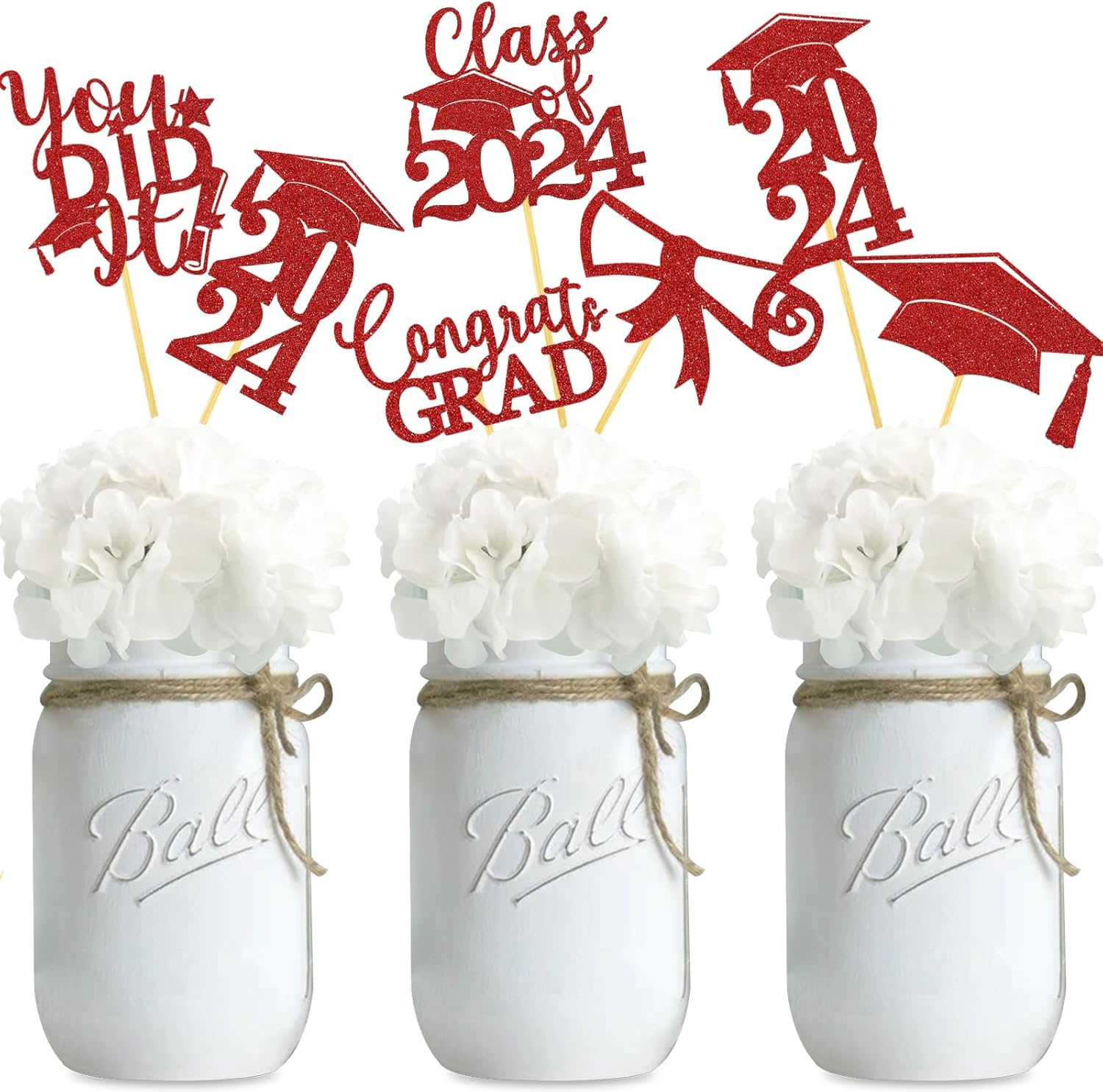 Amazon.com: Graduation Centerpiece Sticks 24PCS Glitter Grad Picks ...