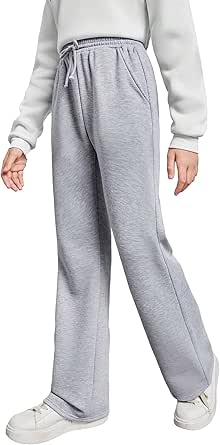 Amazon.com: COZYEASE Girls' Flared Leg Sweatpants High Waist Casual ...