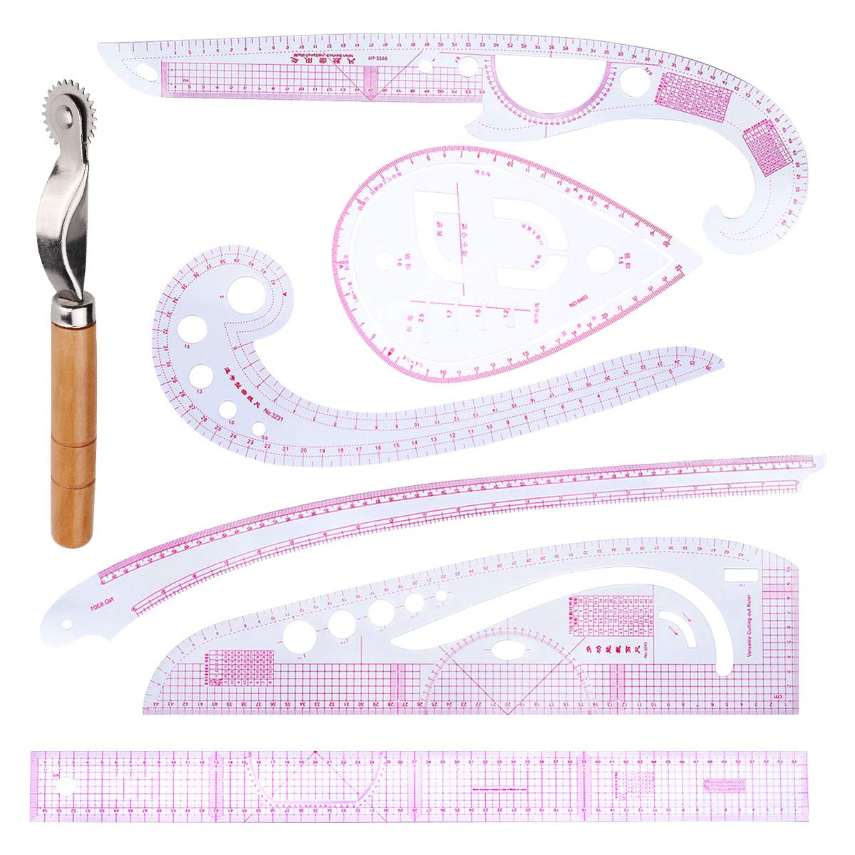 DIY Sewing Ruler Tailor Set 7 Pieces French Metric Ruler Set Plastic ...