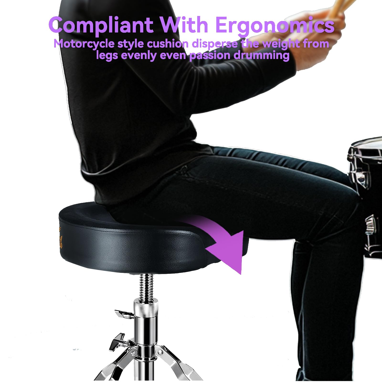 Snapklik.com : Drum Throne Padded Drum Seat Chair Stool, Height ...