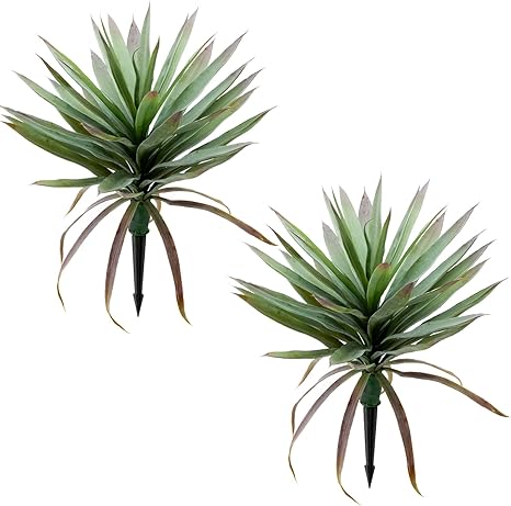Amazon.com: Saki Decor 2 PCS Large Lifelike Artificial Agave Plants, UV ...