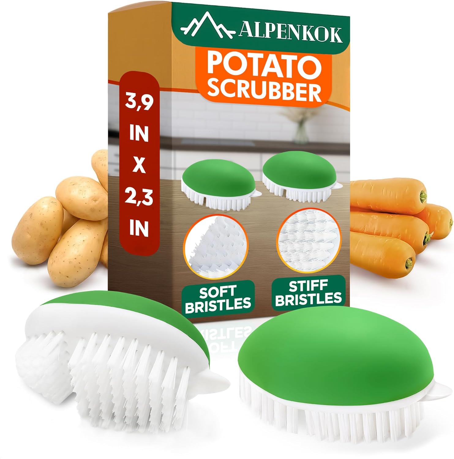 Amazon.com: 2 Pcs Potato Scrubber Brush - 2.3 x 3.9 Potato Brush ...