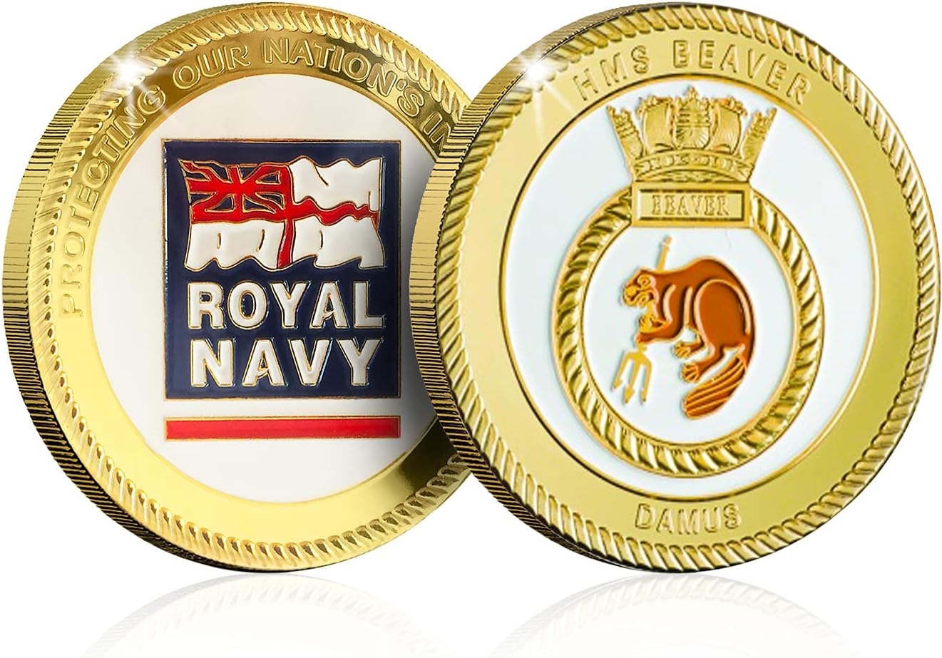 Royal Navy Memorabilia Gifts Collection Gold Spoof Coin Medal – HMS ...