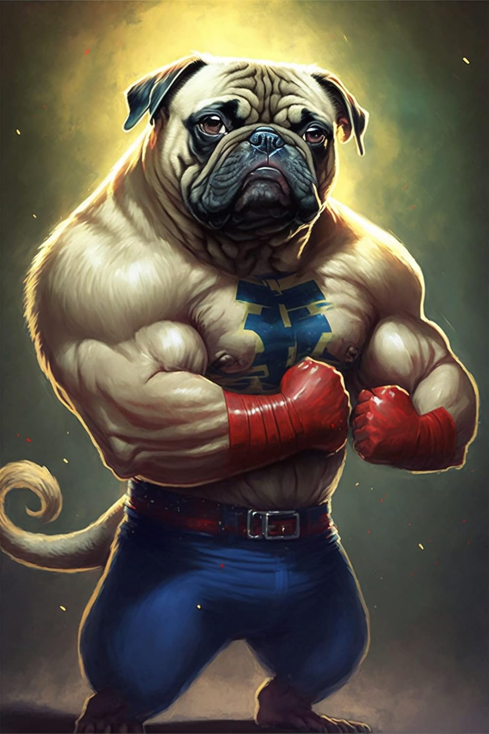 Amazon.com: 24x36 gallery poster, Flexing Pug p3: Posters & Prints