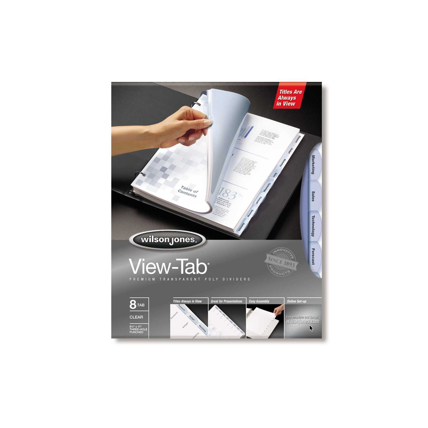 Wilson Jones View-Tab Transparent Dividers, 8-Tab Set, Clear Square ...