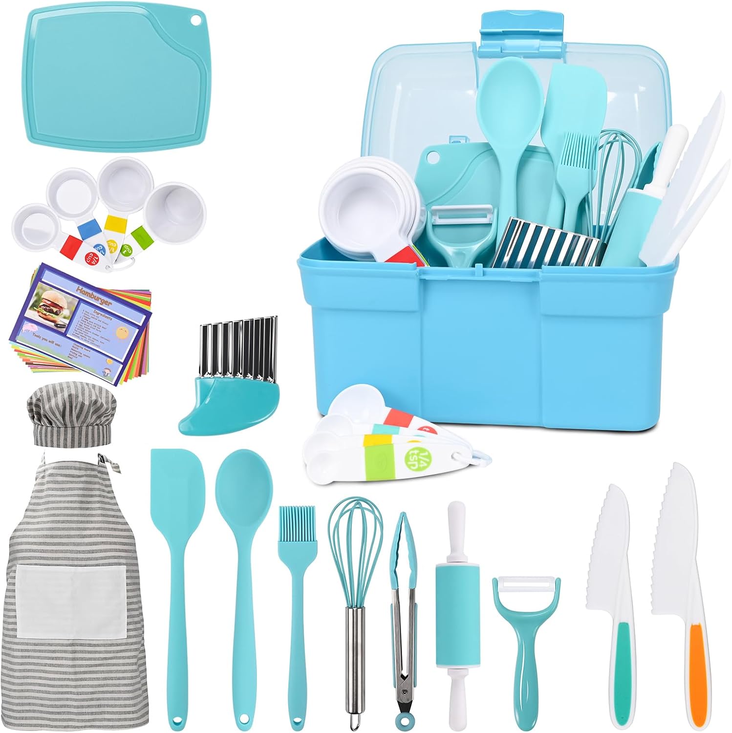 Amazon.com: Kinggrand Kitchen Kids Cooking and Baking Set with Storage ...