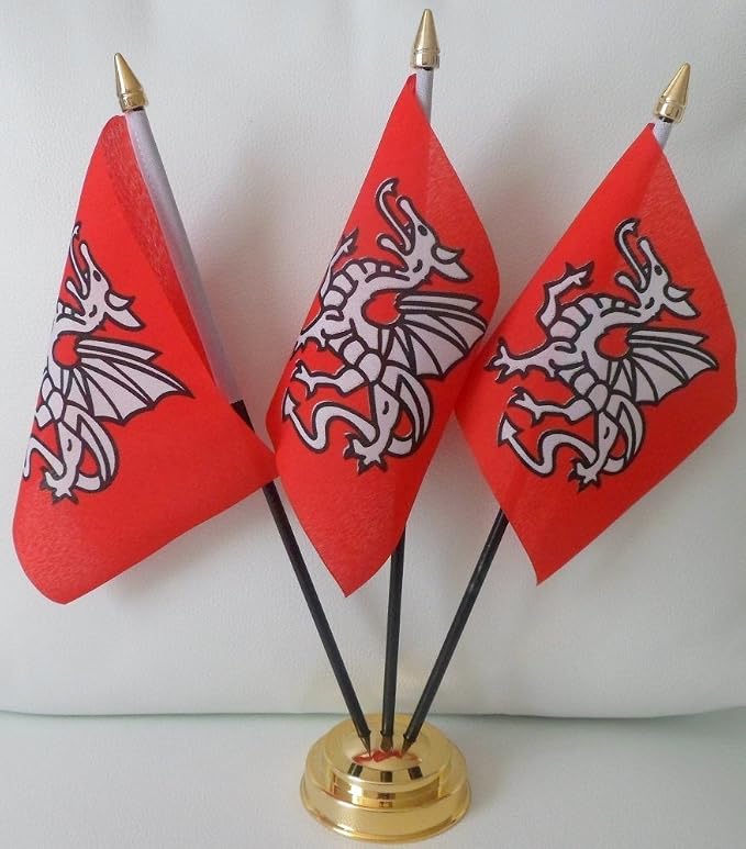 England English Pendragon Anglo Saxon 3 Flag Desktop Table Centrepiece ...