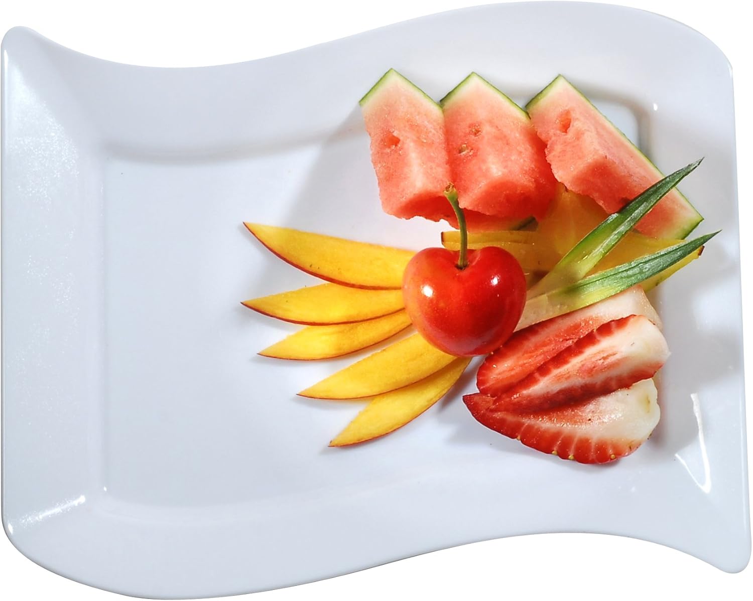 Amazon.com | Fineline Settings Wavetrends White Rectangular-Wave China ...