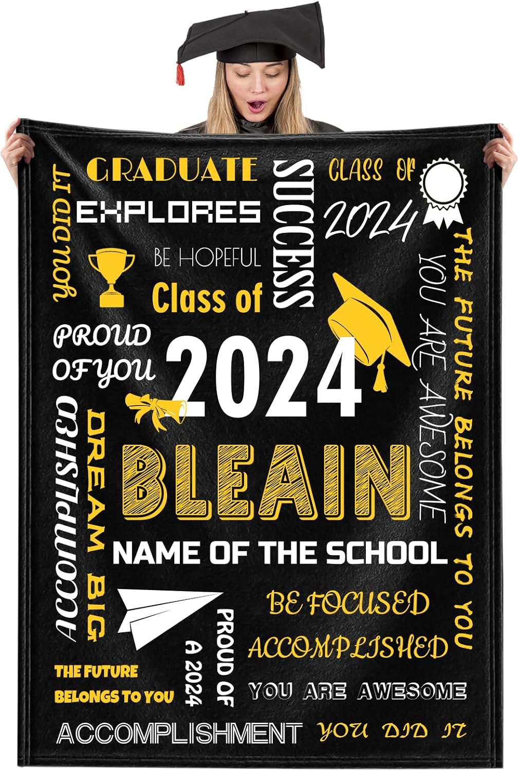 Amazon.com: XIAYUEHUA Custom Class of 2024 Graduate Blanket ...