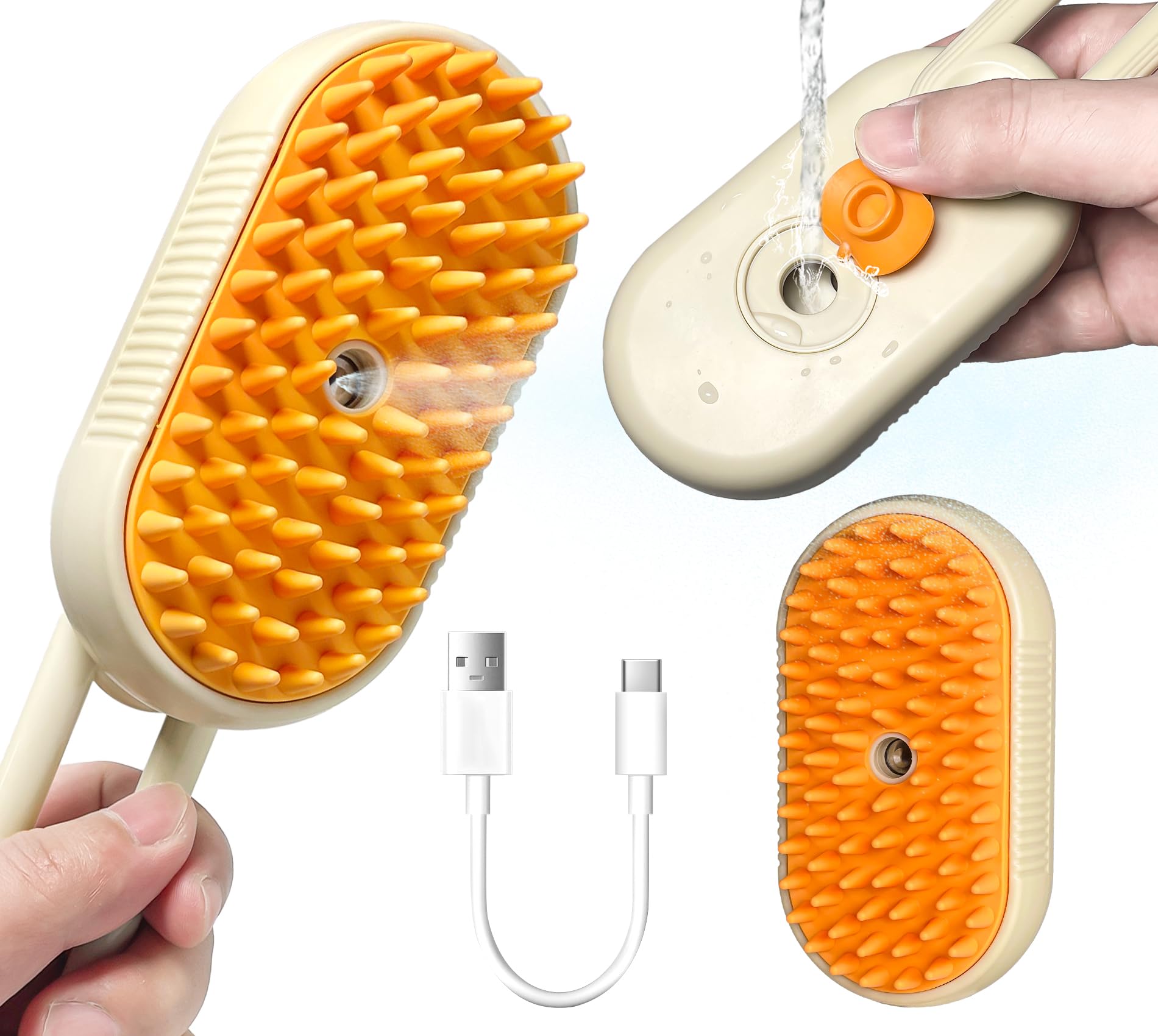 Deshedding Grooming Comb Spray Cats Dogs Pet Steam Brush For Shedding ...