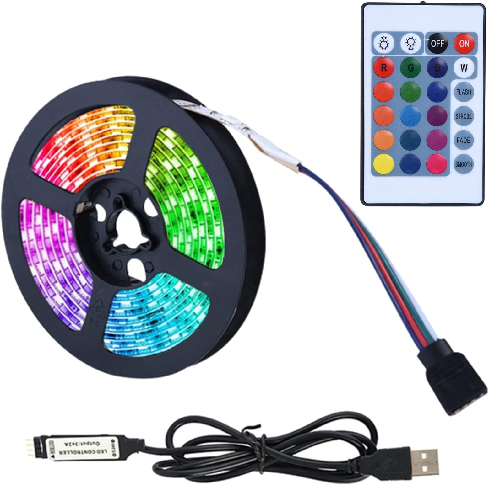 Tiras de Luces LED, Tira de Luz Decorativa Impermeable 5050 con Control ...