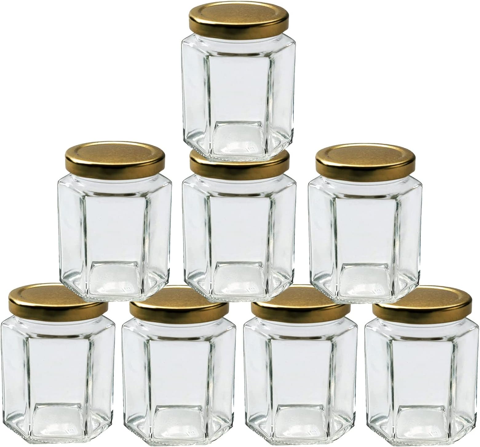 Nutley's 8oz 190ml Hexagonal Jam Jar with Screw-Top Lid - Gold (Pack of ...
