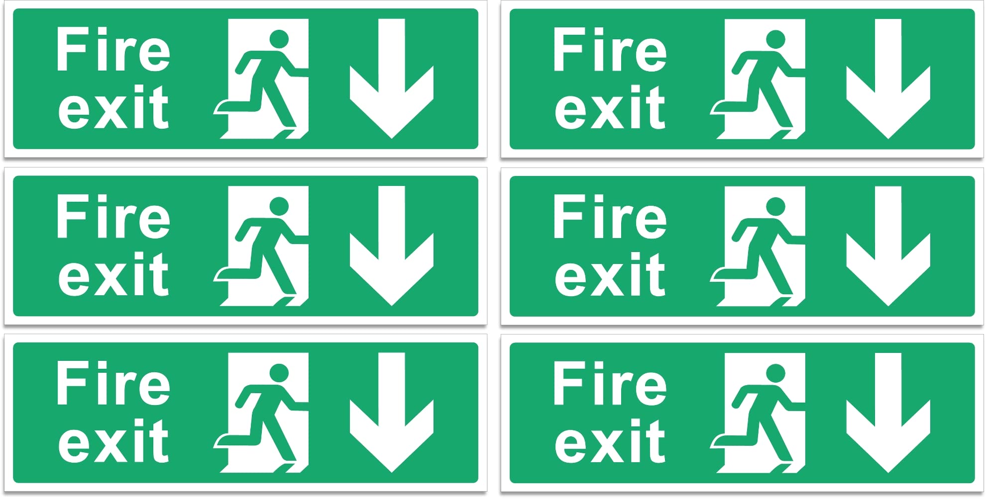Buy RubiGo 1/2/4/6 Pack of Fire Exit Sign (DOWN ARROW) Fire Signs Self ...