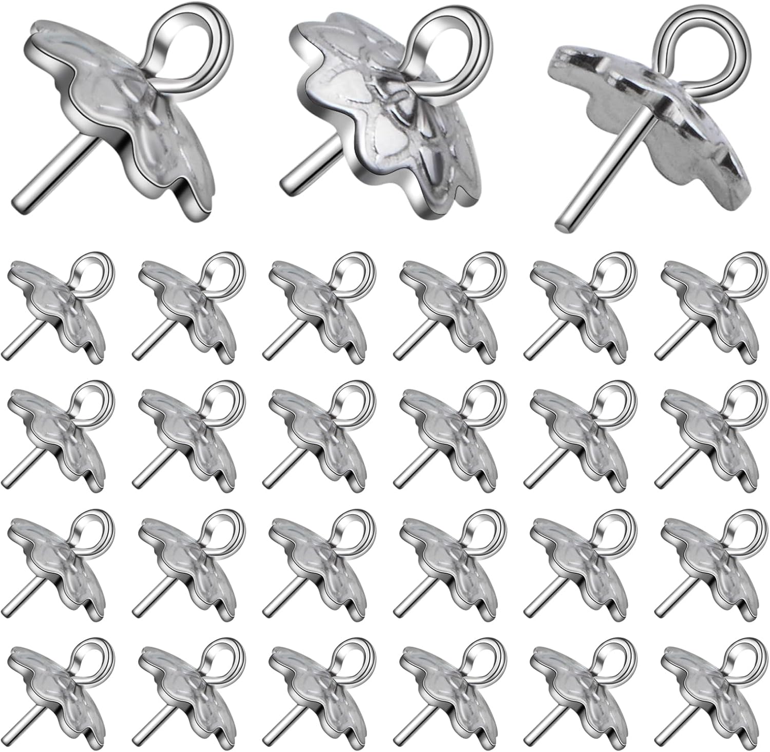 Amazon.com: 50pcs Stainless Steel Flower Cup Pearl Peg Bails ...