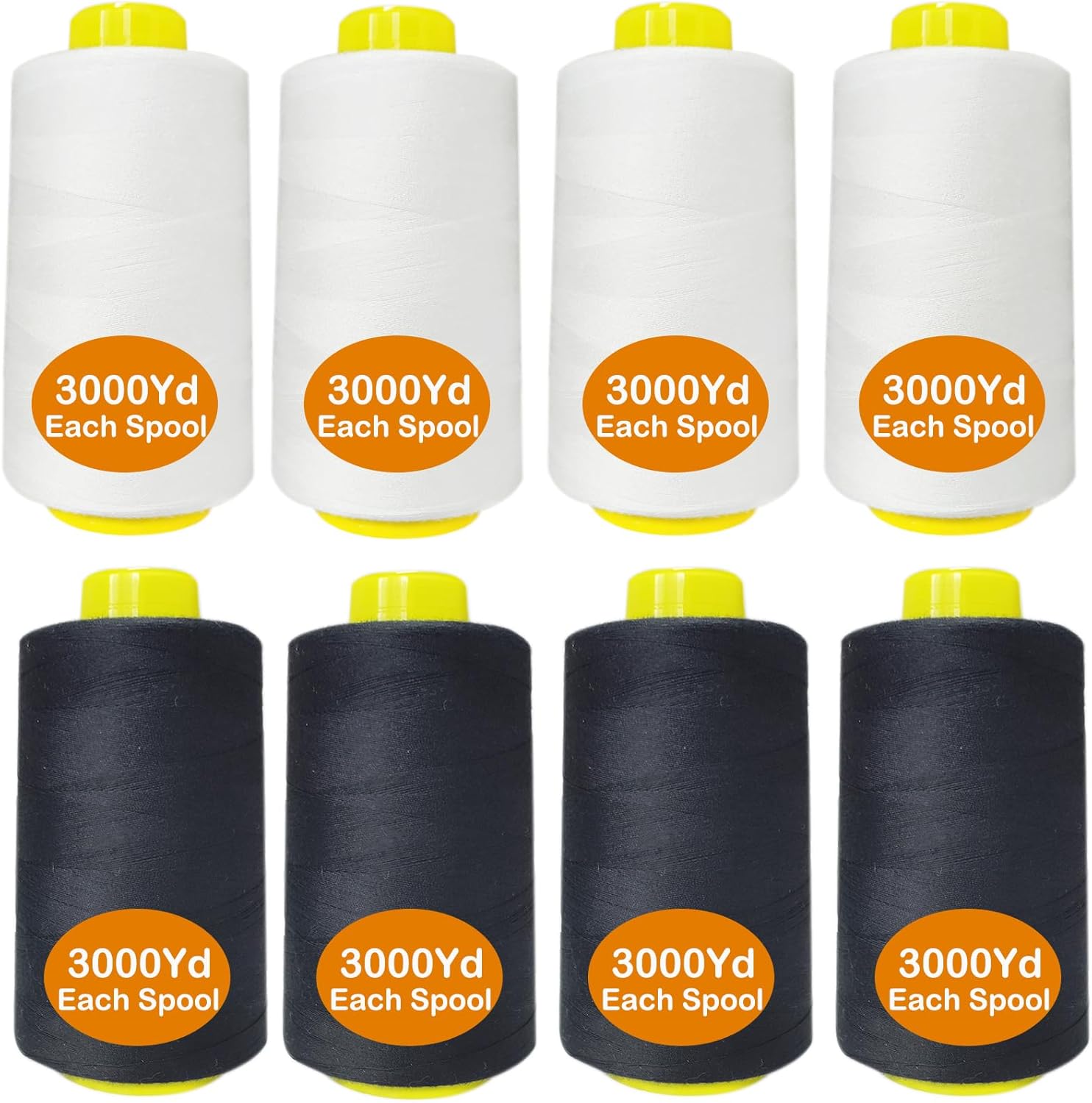 Amazon.com: Black & White Serger Thread Cones 8 Pack,40S/2 3000 Yards ...