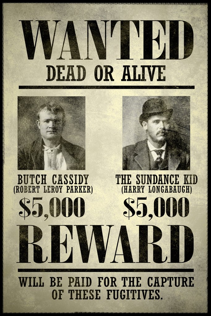 Amazon.com: Wanted Butch Cassidy The Sundance Kid Cool Wall Art Print ...