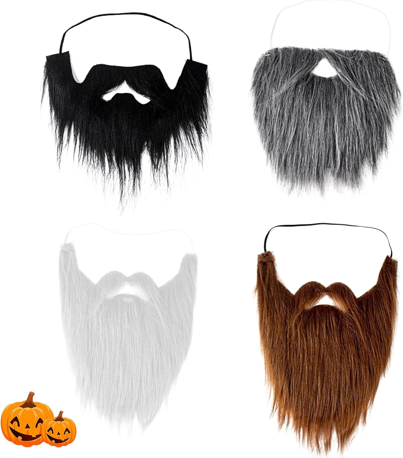 4 Pcs Fake Beard, Stick On Beard, False Beards and Moustaches, Funny ...