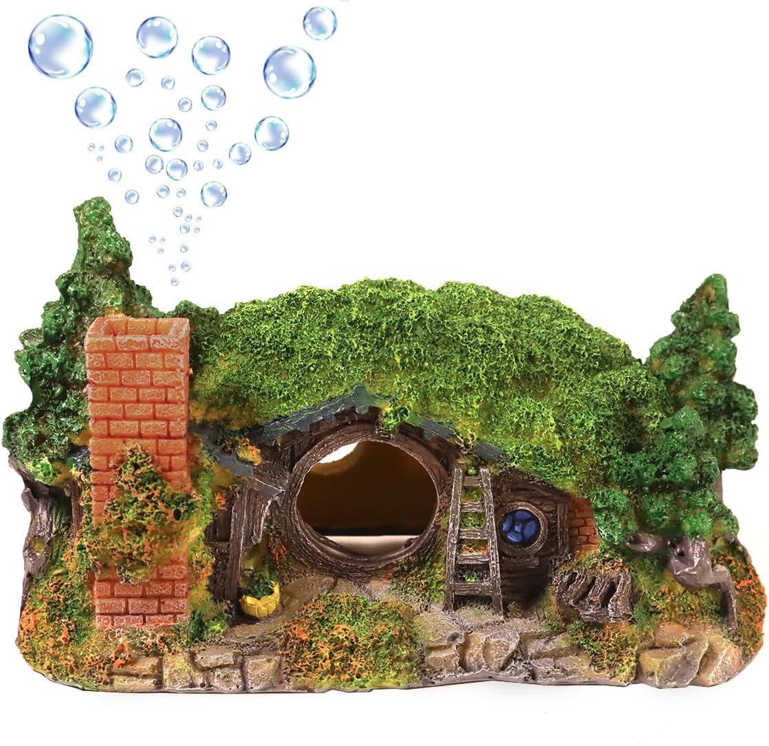 Aquarium Decorations Fish Tank Bubbler Decoration Small Aquarium Hobbit ...