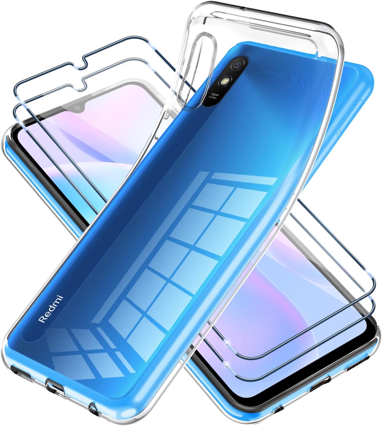 Vauki Case for Xiaomi Redmi 9A/Redmi 9AT, with 2 Pieces Tempered Glass ...