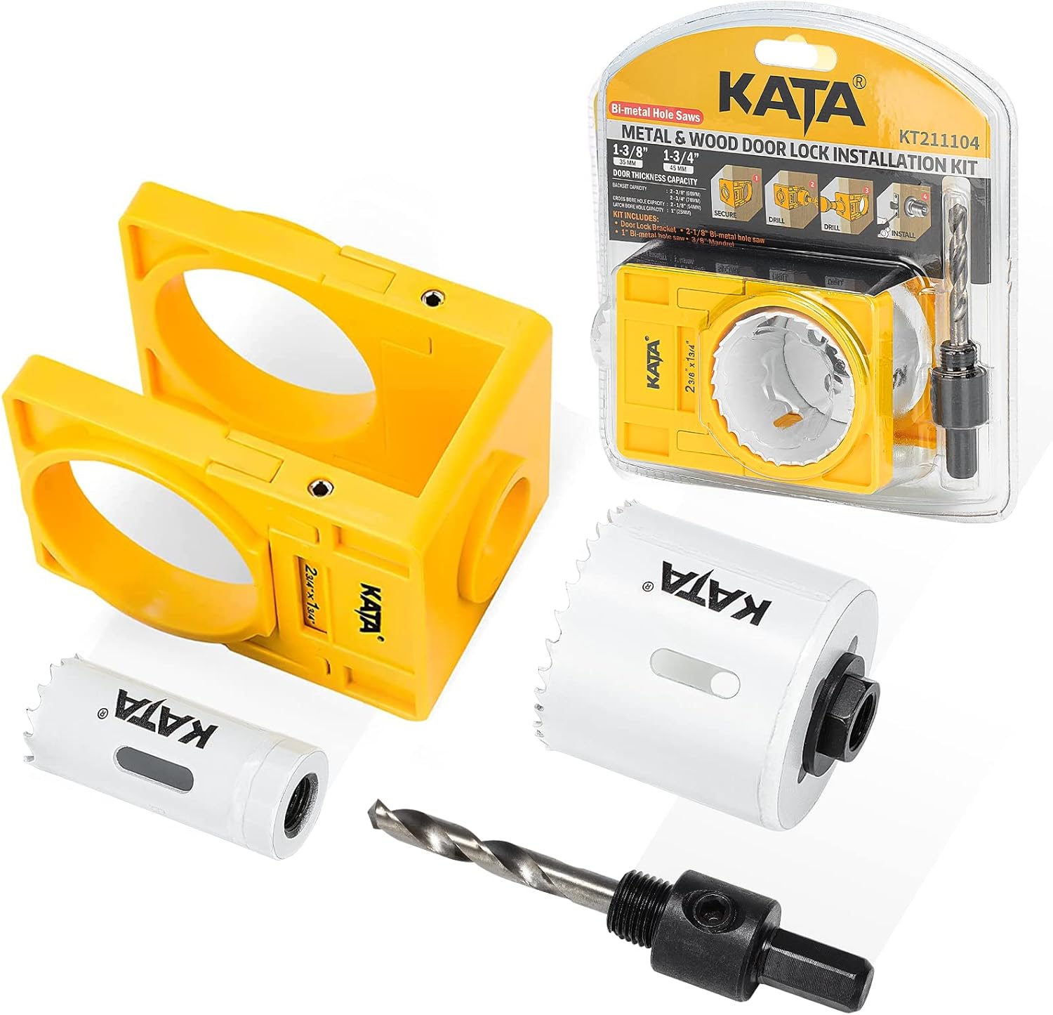 Amazon.com: KATA 1-3/8" - 1-3/4" Bi-Metal Door Lock Installation Kit ...