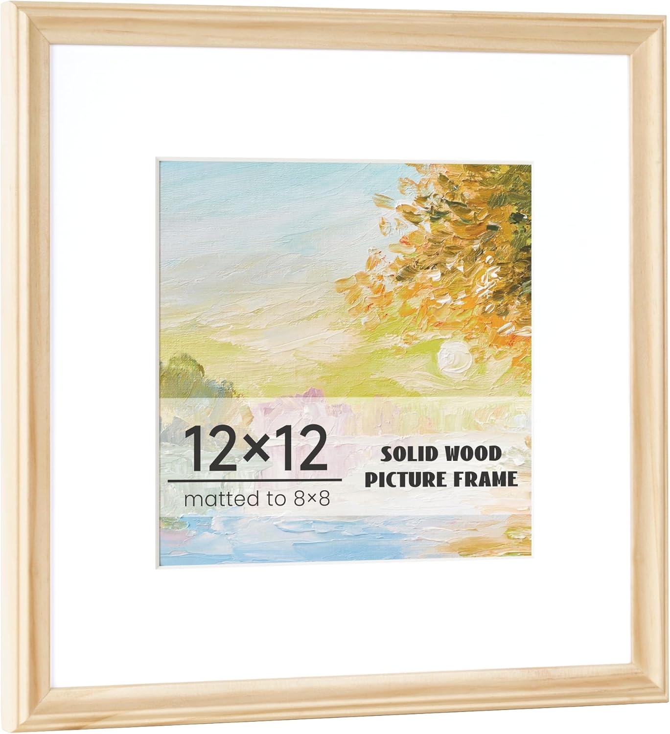 Amazon.com - FLYJOE 12x12 Picture Frame, Natural Wood Square Frame with ...