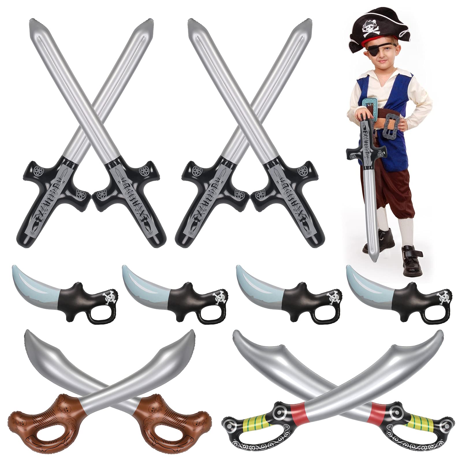 Zerhok Inflatable Pirate Sword 8pcs Pirate Swords Knifes Cutlass Kids ...