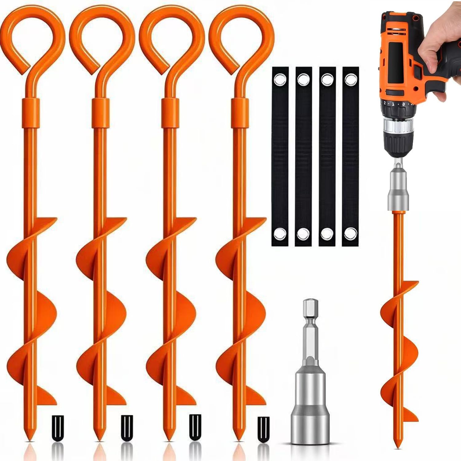 Snapklik.com : Dongxw Ground Anchors Tent Stakes, Heavy Duty Trampoline ...