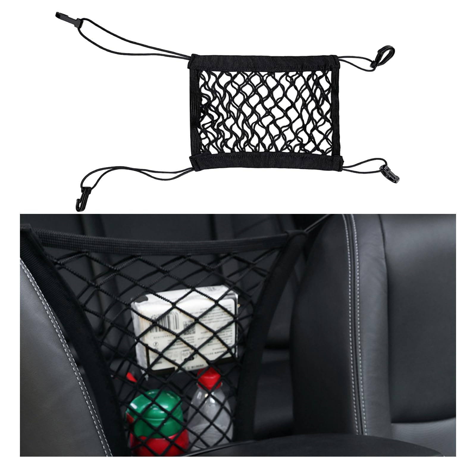 Amazon.com: Suvnie 2-Layer Car Mesh Net Organizer, Four-Side Elastic ...
