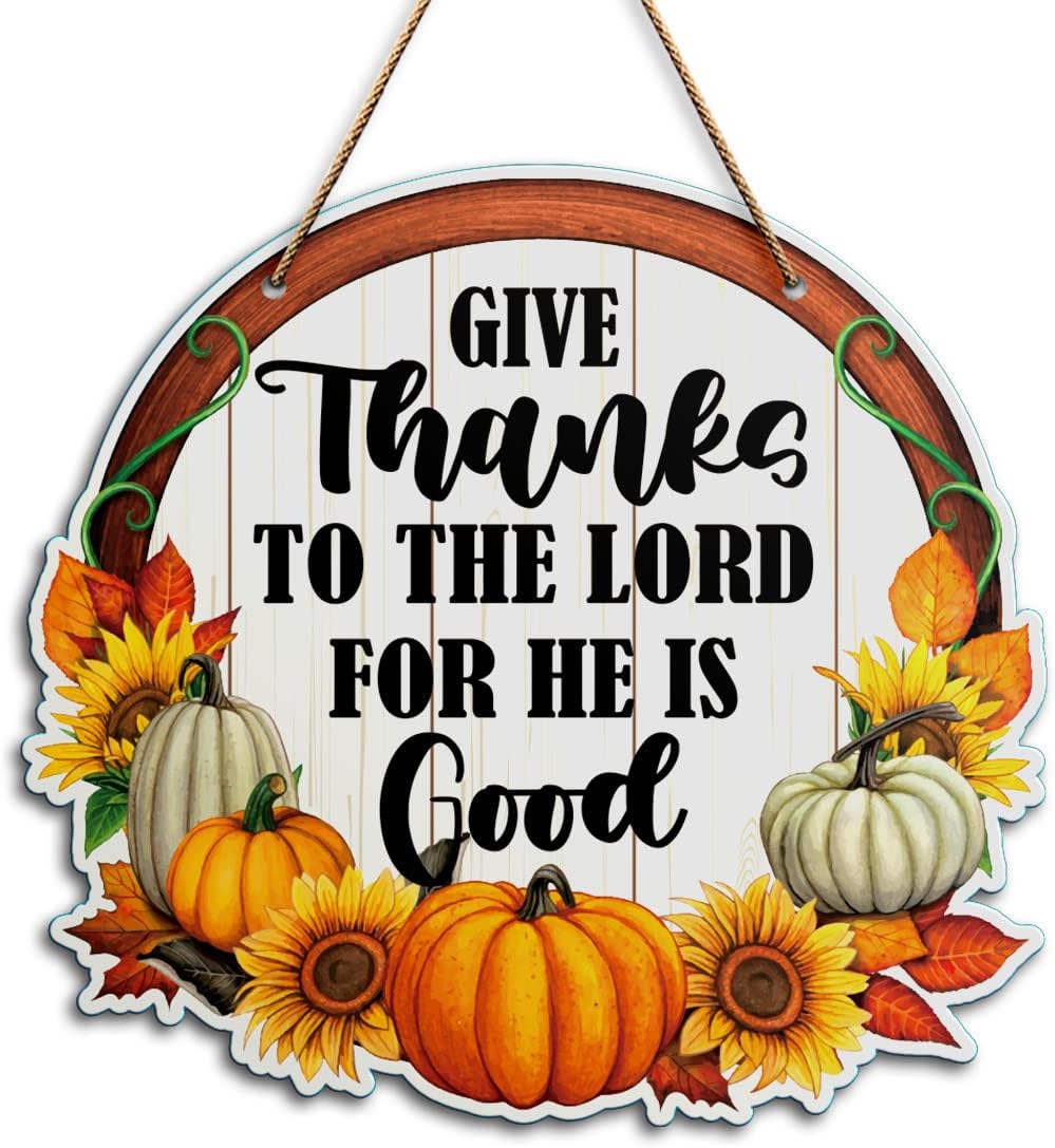 Amazon.com: Fall Thanksgiving Religious Wall Decor Sign, Give Thanks to ...