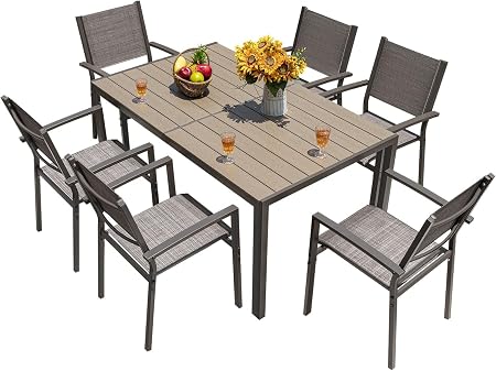 Amazon.com: Homall Patio Dining Set 7 Pieces Outdoor Furniture with ...
