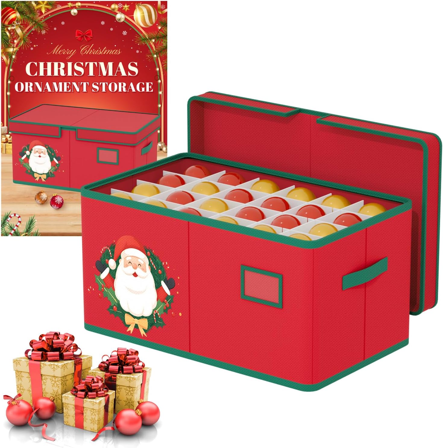 Amazon.com: ROMANKAS Christmas Ornaments Storage Boxes Christmas ...