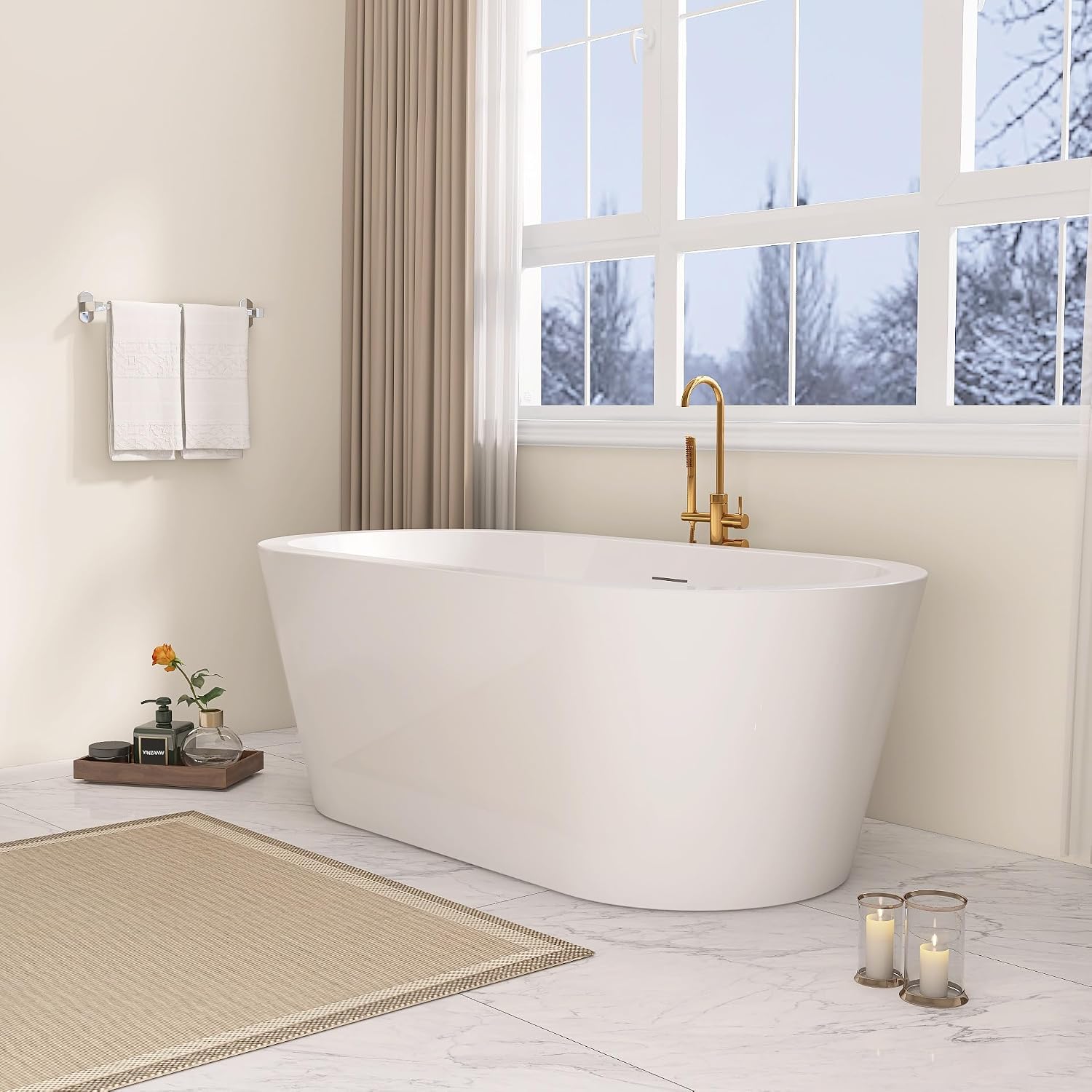 64" Free Standing Bathtub, Acrylic Soaker Tub for SPA 55 Gallons, Ice ...