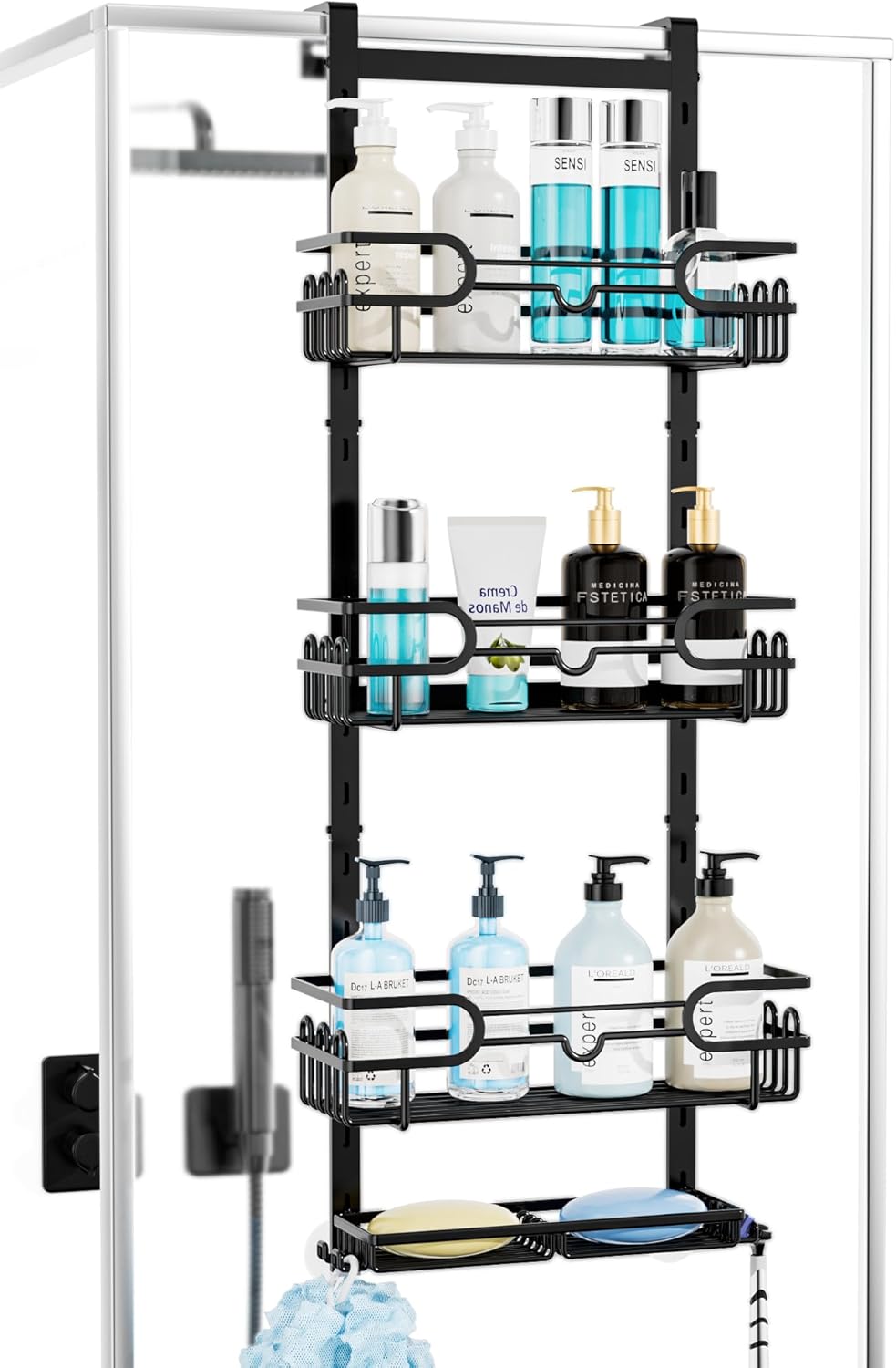 Amazon.com: Consumest Over The Door Shower Caddy with 2 Soap Holders, 4 ...
