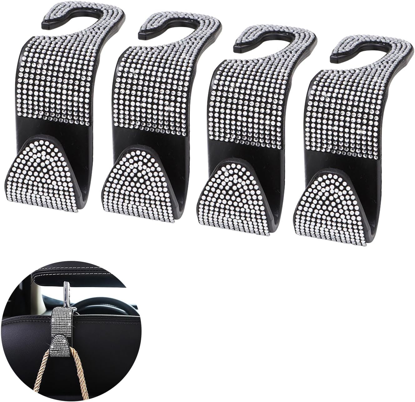 Amazon.com: Ziciner 4PCS Bling Car Seat Headrest Hook, Crystal ...