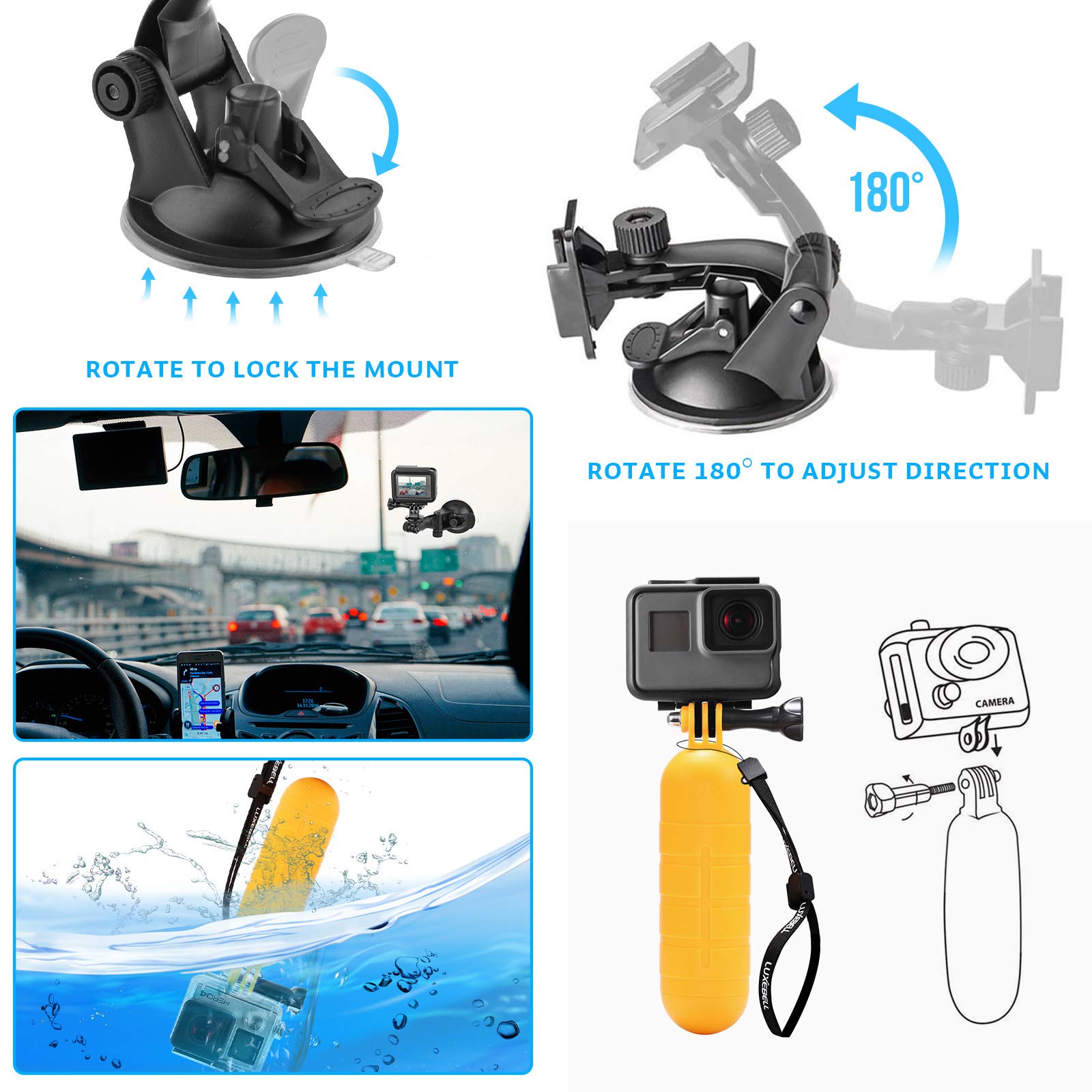 Luxebell Action Camera Accessory Kit for GoPro Hero Black Silver 12 11 ...