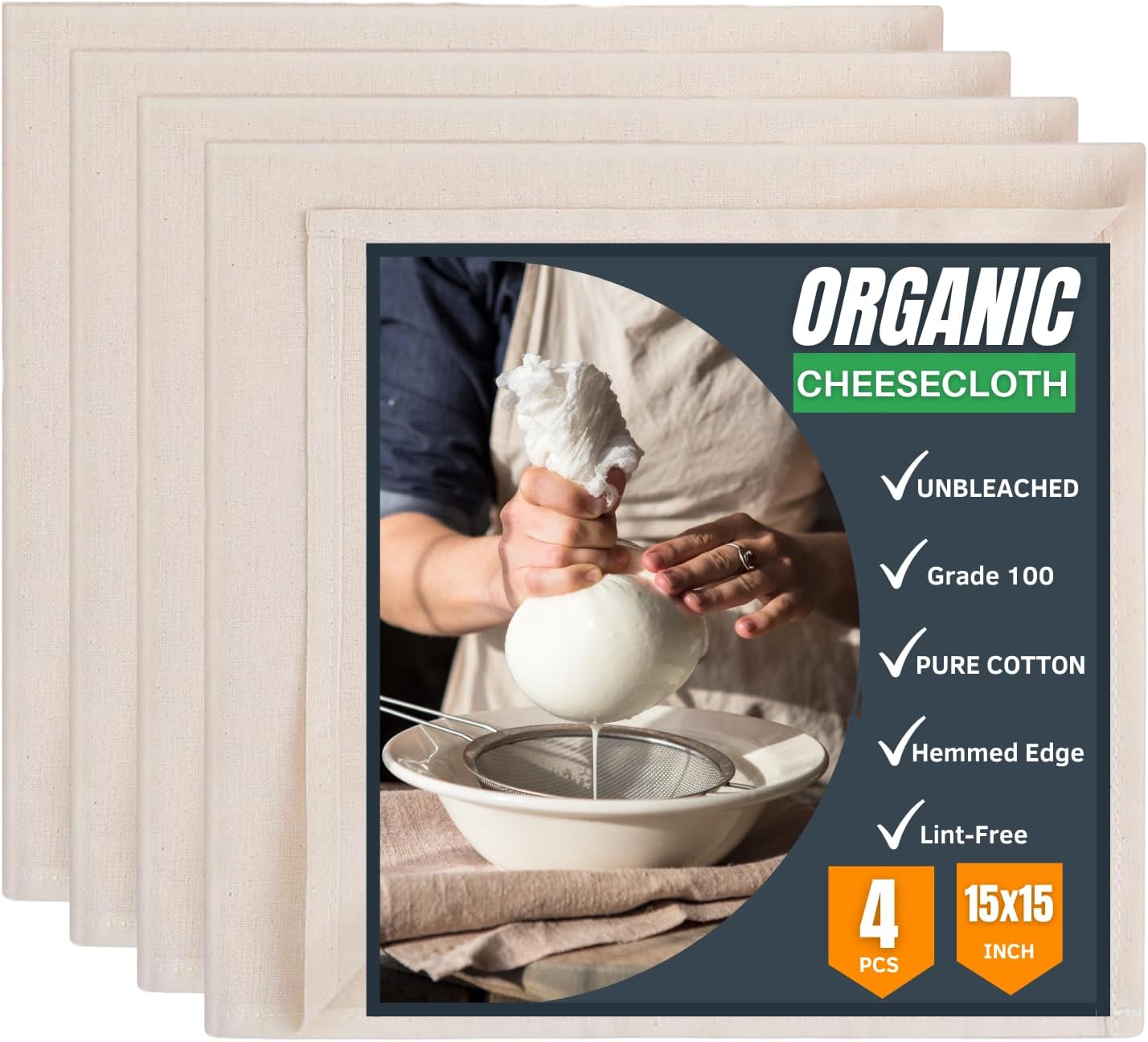 Amazon.com: XelNaga 5 Pack Muslin Cloths Reusable for Straining, 100% ...