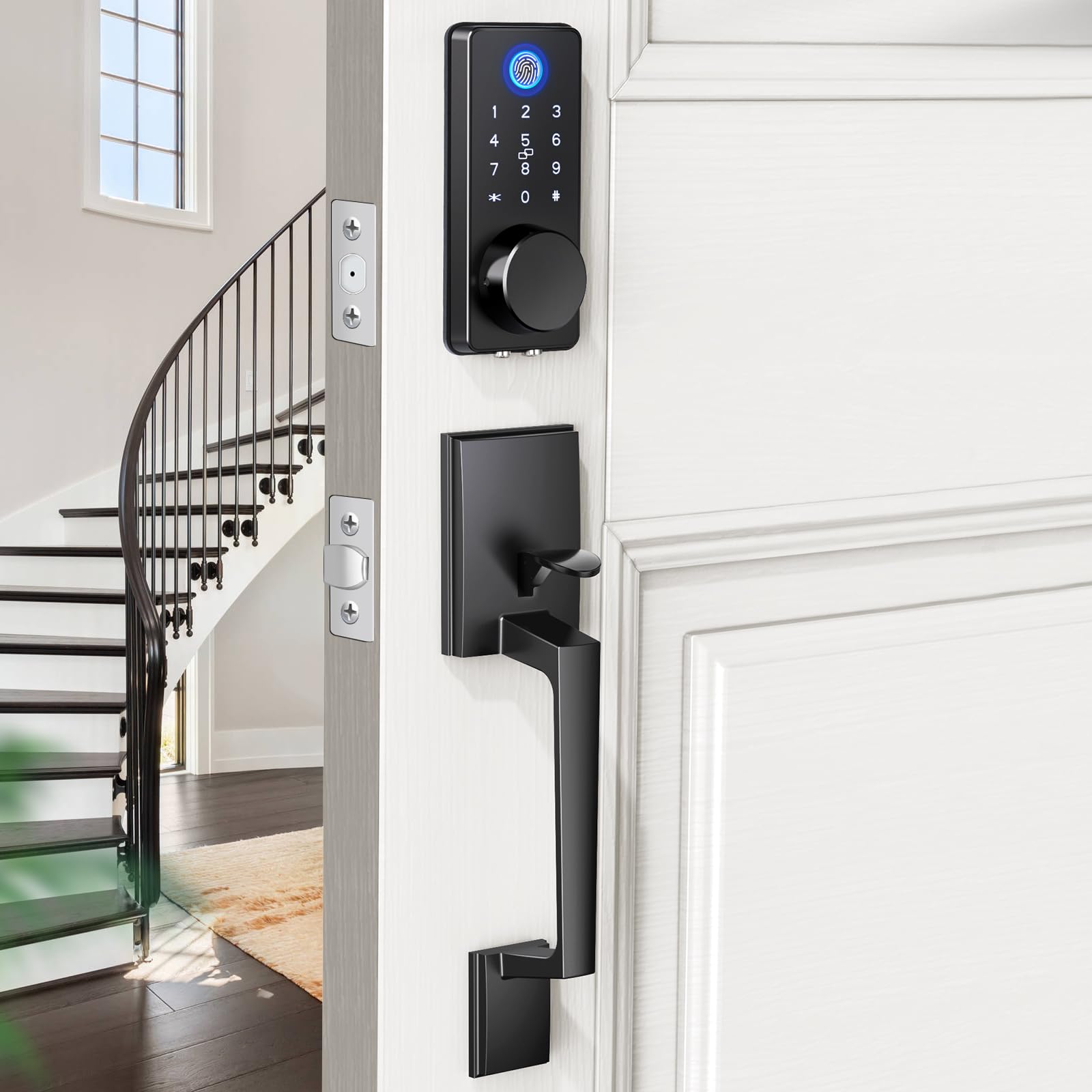 LOCTIAN Fingerprint Front Door Lock Set APP Smart Control Keyless Entry ...