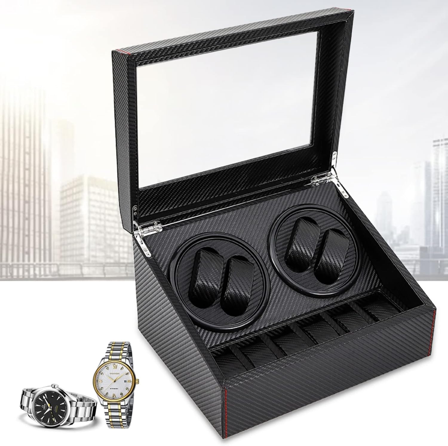 Amazon.com: Cbhfmljd 4+6 Automatic Rotation Watch Winder Carbon Fiber ...