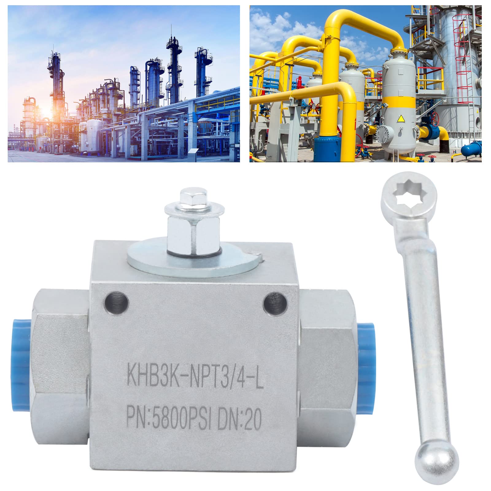 Snapklik.com : 3-Way Hydraulic Ball Valve, 3/4 Inch NPT Female Hydraulic Valve 5800PSI KHB3K L ...