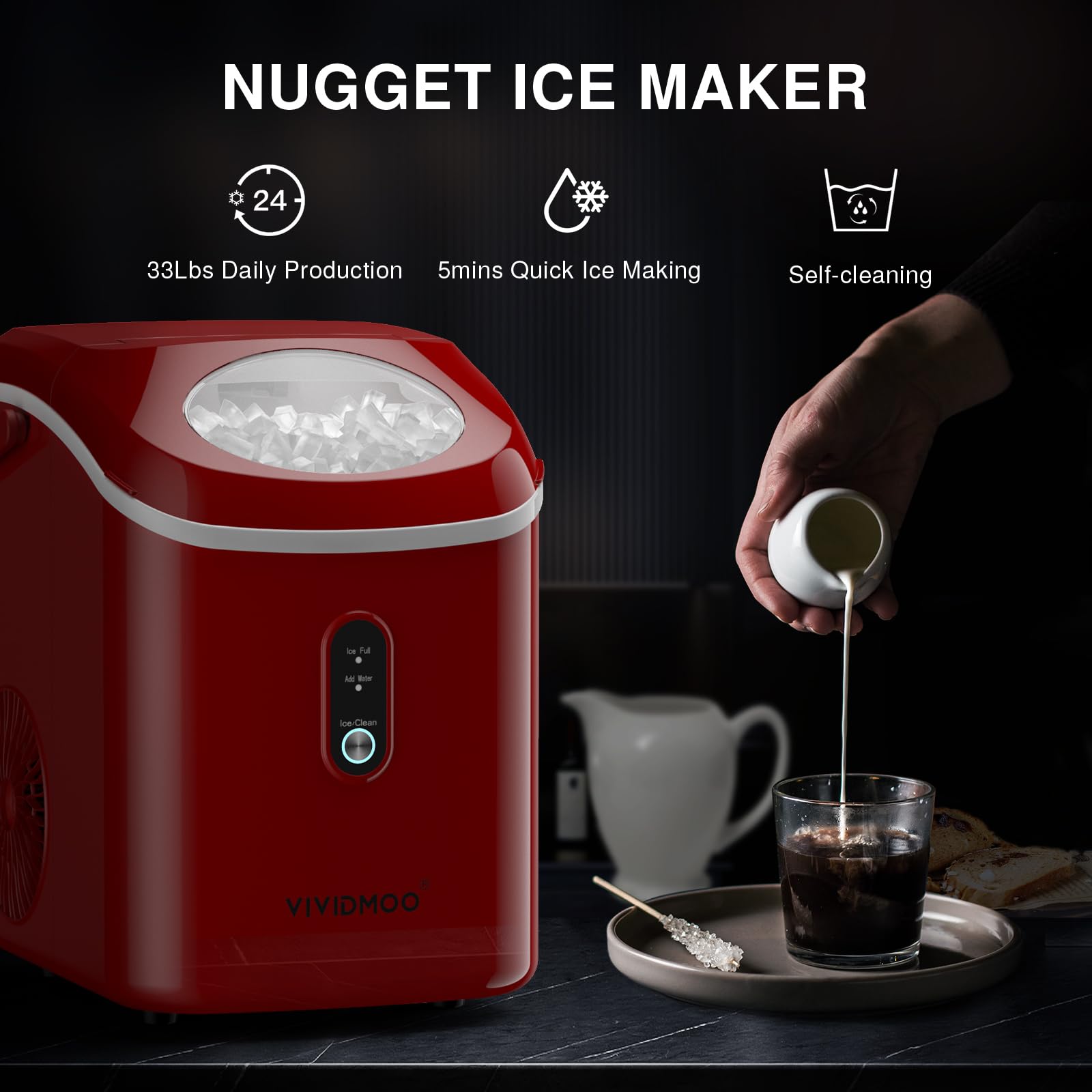 Snapklik.com : Nugget Ice Makers Countertop, 33 Lbs/Day Sonic Ice Maker ...