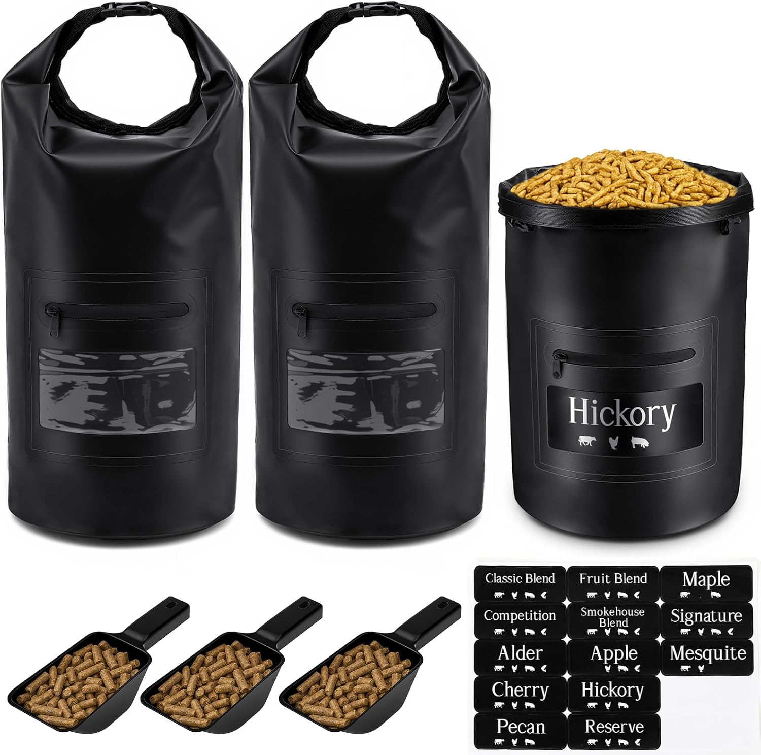 Amazon.com : Maxdot 3 Sets 20lb Wood Pellet Storage Bag with Scoops and ...