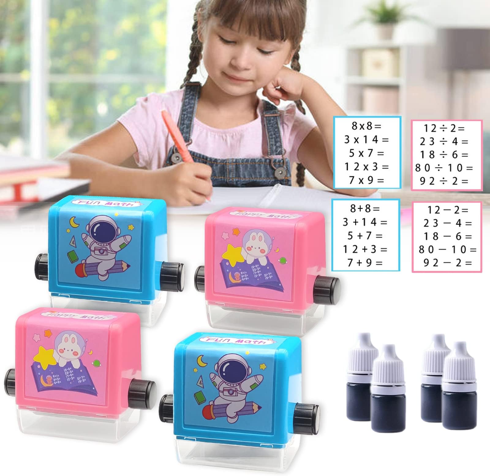 GOTTIDO Math Teaching Stamps for Kids,Math Learning Roller Stamp,Math ...