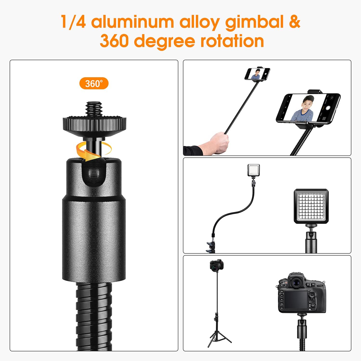 UTEBIT Adjustable Webcam Stand with 1/4 Ball Head + C Clamp Desk Mount ...