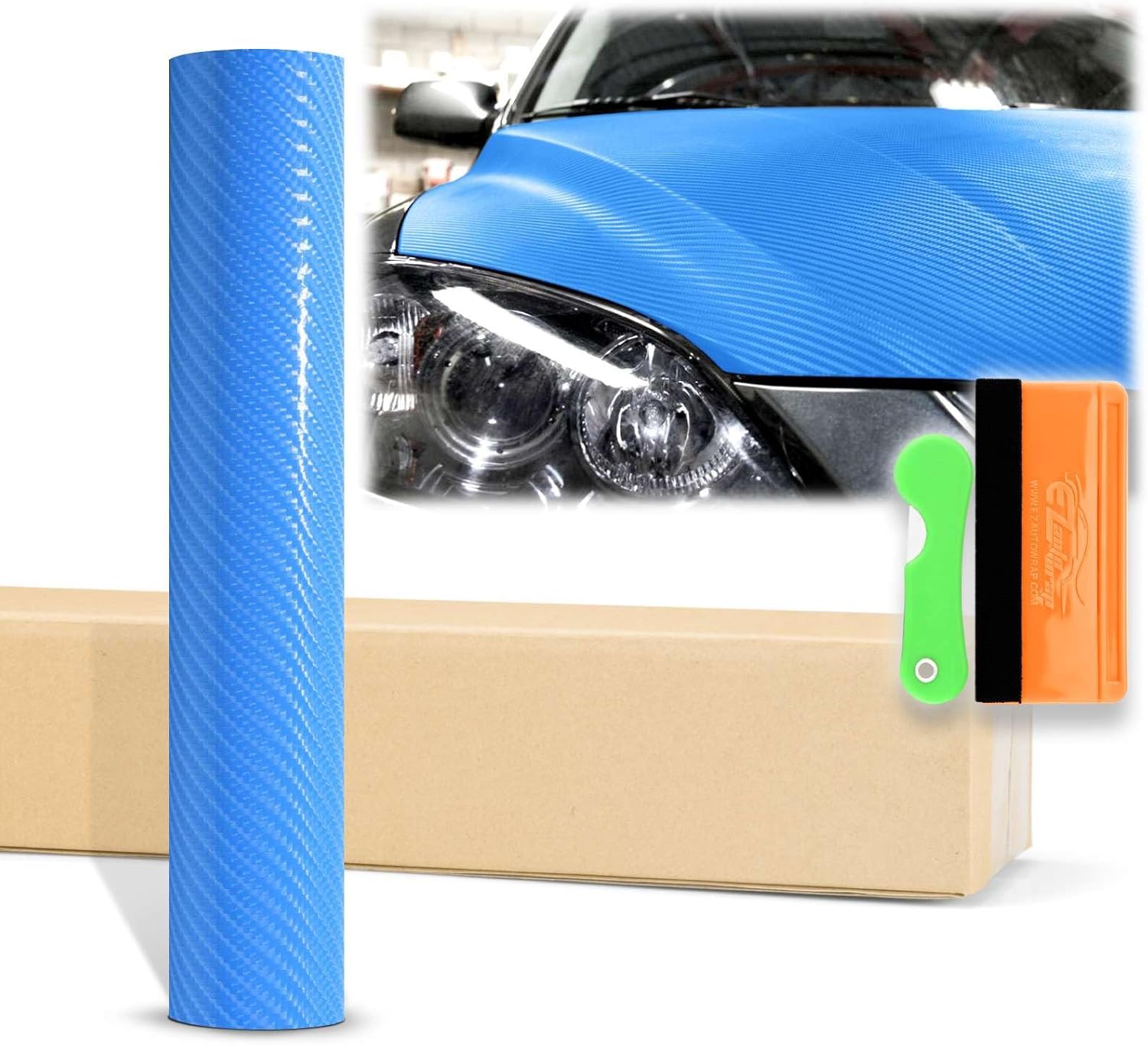 Amazon.com: 12"X60" (1FTx5FT) Light Blue 4D Carbon Fiber Textured Semi ...