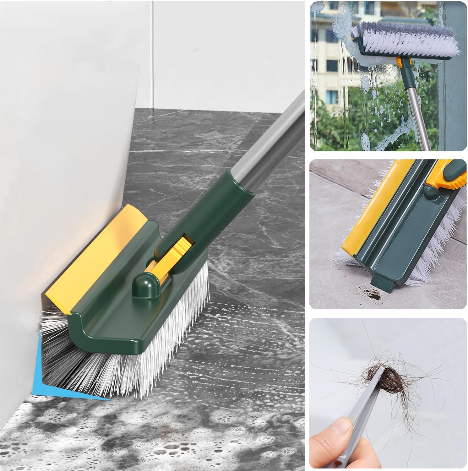Amazon.com: BRZUIL Floor Scrub Brush with Long Handle, 3 in 1 Scrape ...