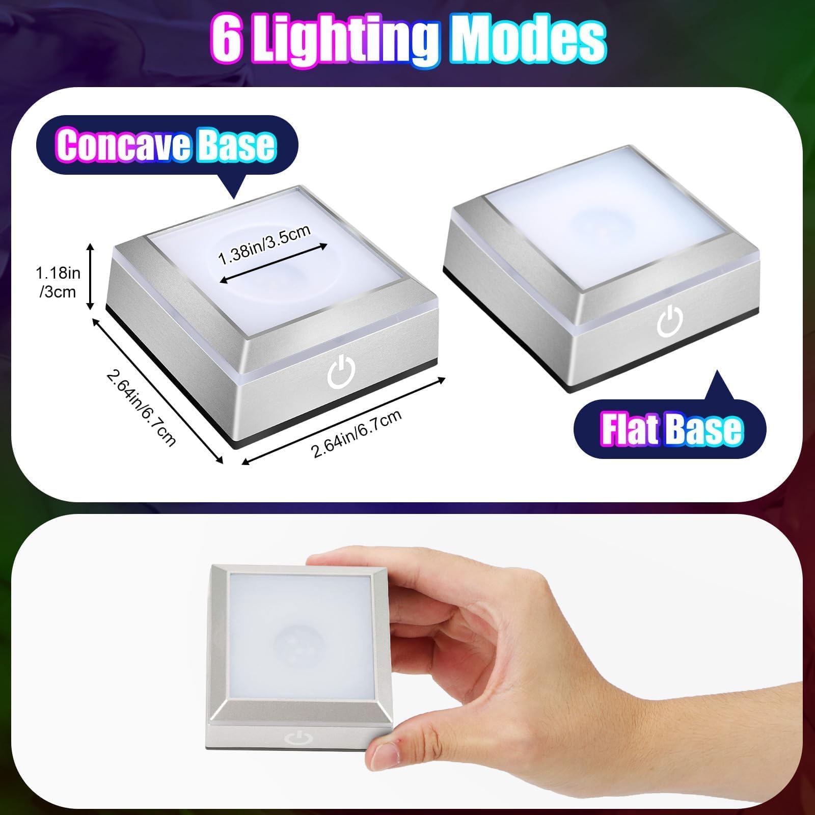 Rotating Display Stand 2 Pack LED Light Base For 3D S - 6 Color Display ...