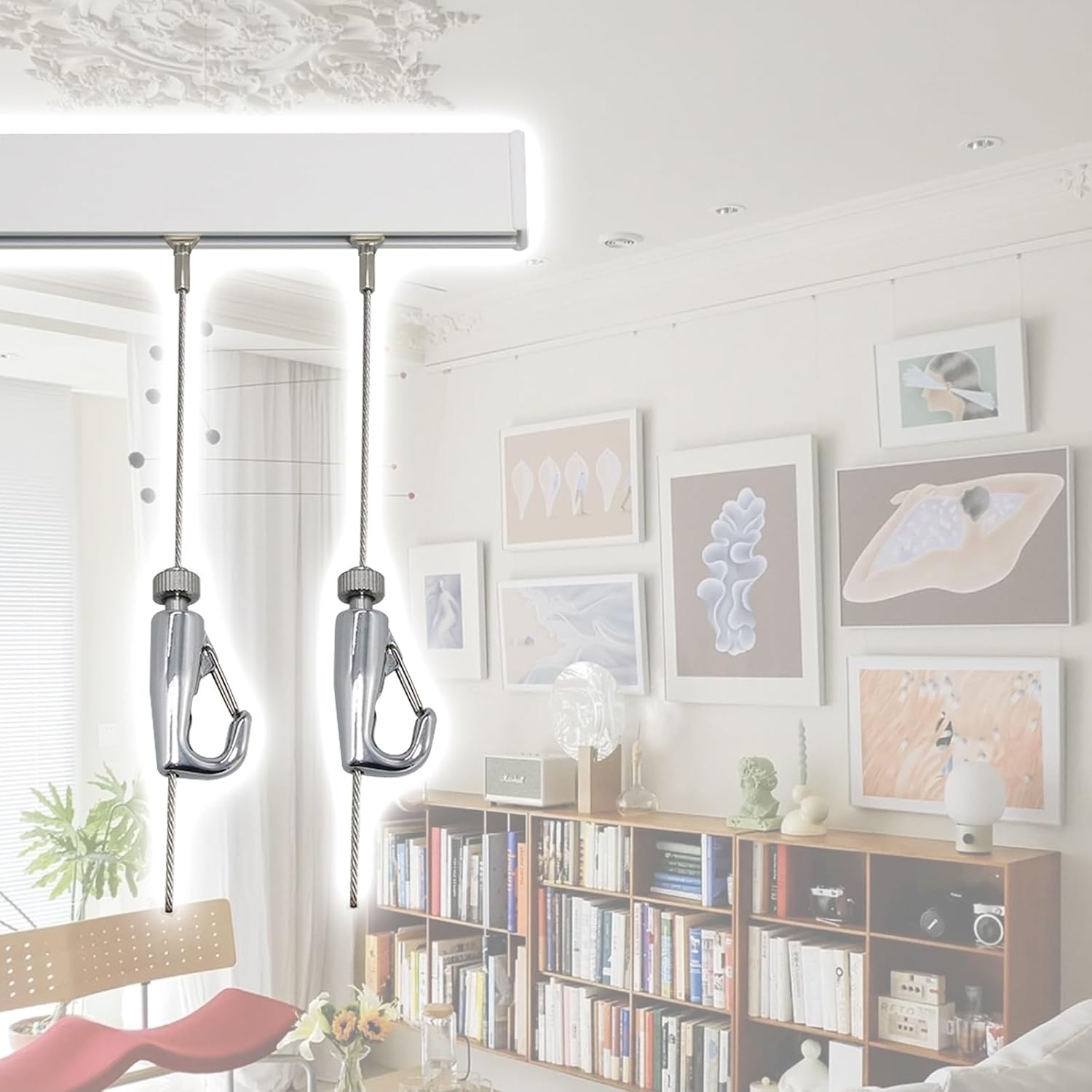 300cm Picture Hanging Track ＆ Photo Display Rail, Smallest Art Hanging ...