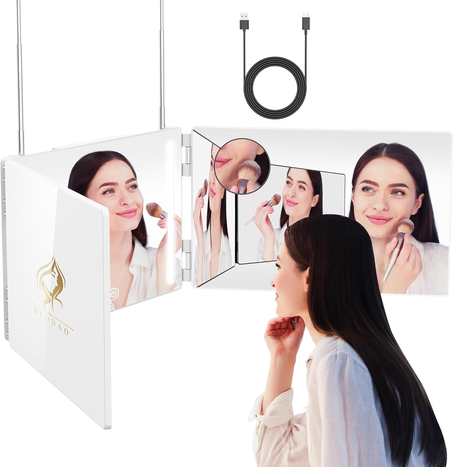 Amazon.com: 3 Way Mirror for self Hair Cutting LED Mirror to See Back ...